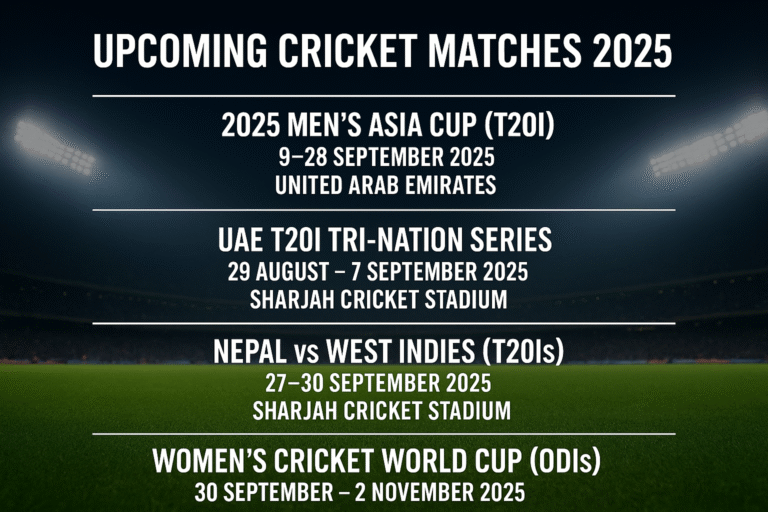 Upcoming Cricket Matches 2025: Full Schedule, Fixtures & Key ...